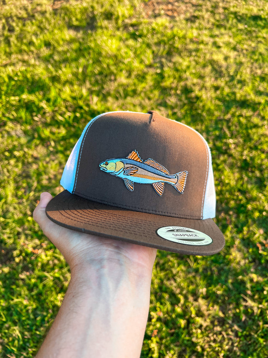 Redfish Flat Bill Hat [Brown/ White] – Chick Chase